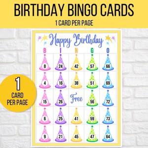 Birthday Bingo, 60 Birthday Bingo Cards, Birthday Party Game, Happy ...