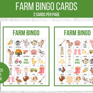 Farm Bingo, 30 Printable Farm Bingo Cards, Barnyard Bingo, Barnyard ...