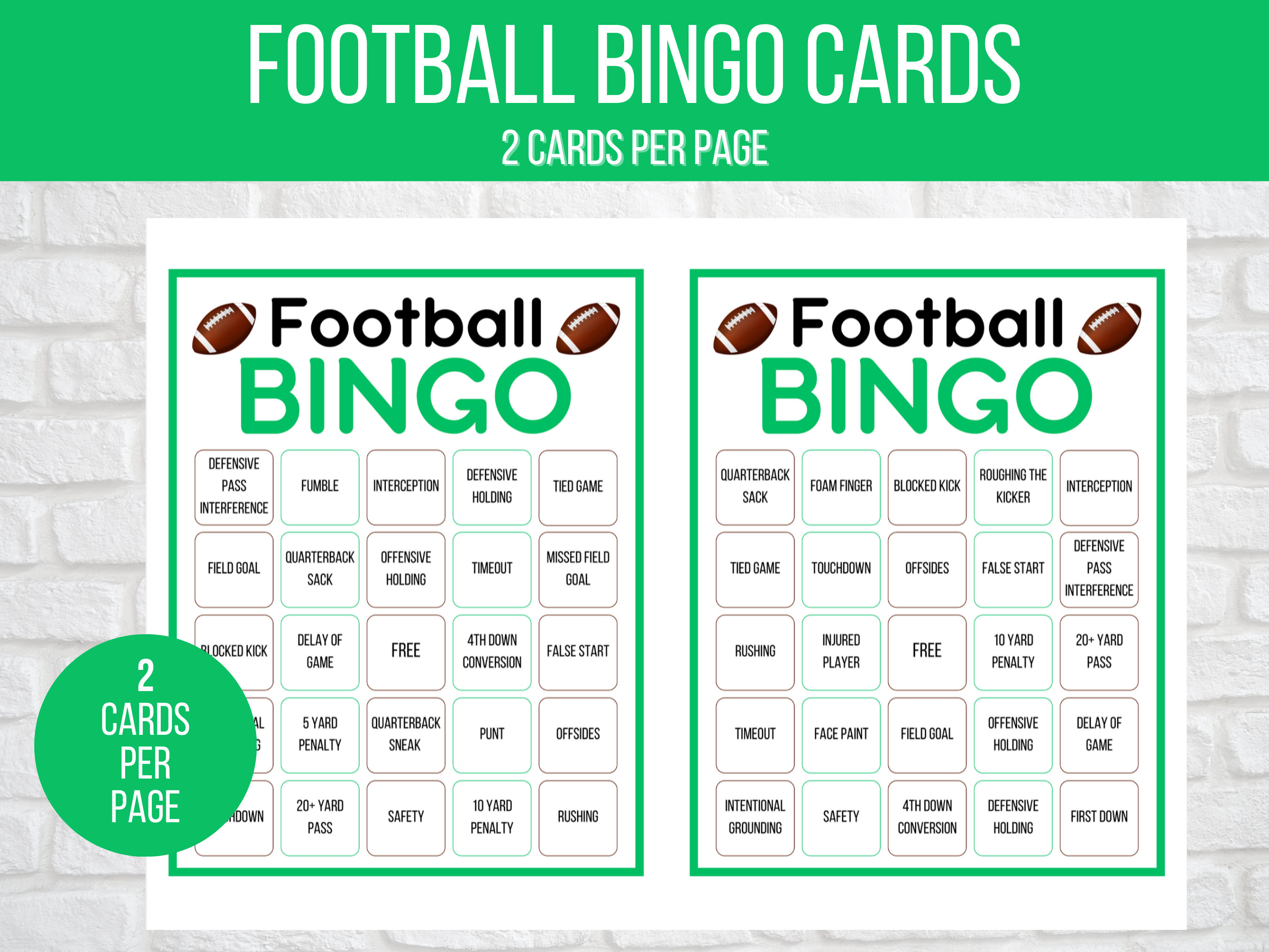 Football Bingo 50 Unique Printable Football Bingo Cards - Etsy