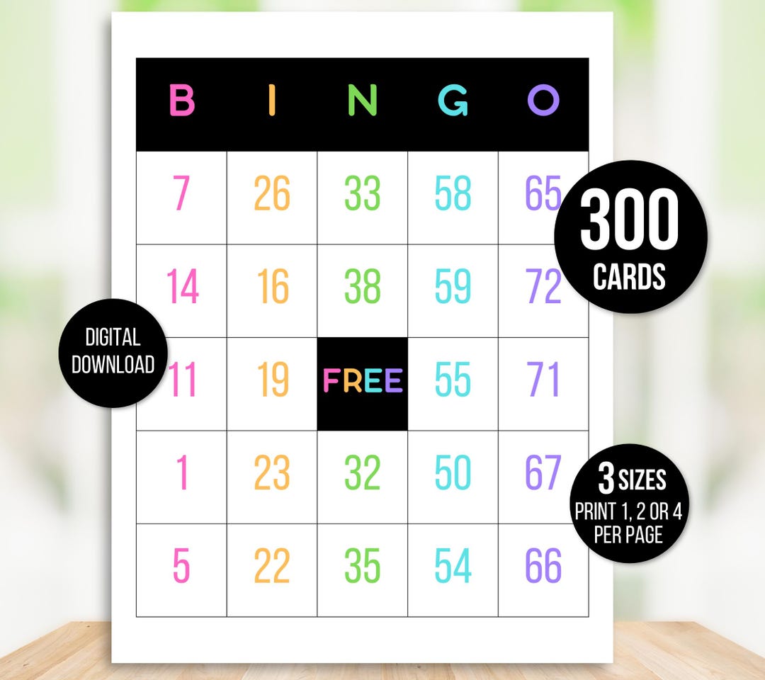 300 Bingo Cards, 1, 2, or 4 per Page, Fun Party Game, Classroom ...