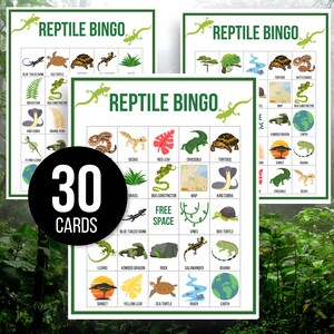 Reptile Bingo, 30 Printable Reptile Bingo Cards, Reptile Party Game ...