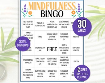 Mindfulness BINGO Game - 10 Player - School Counseling Activity ...