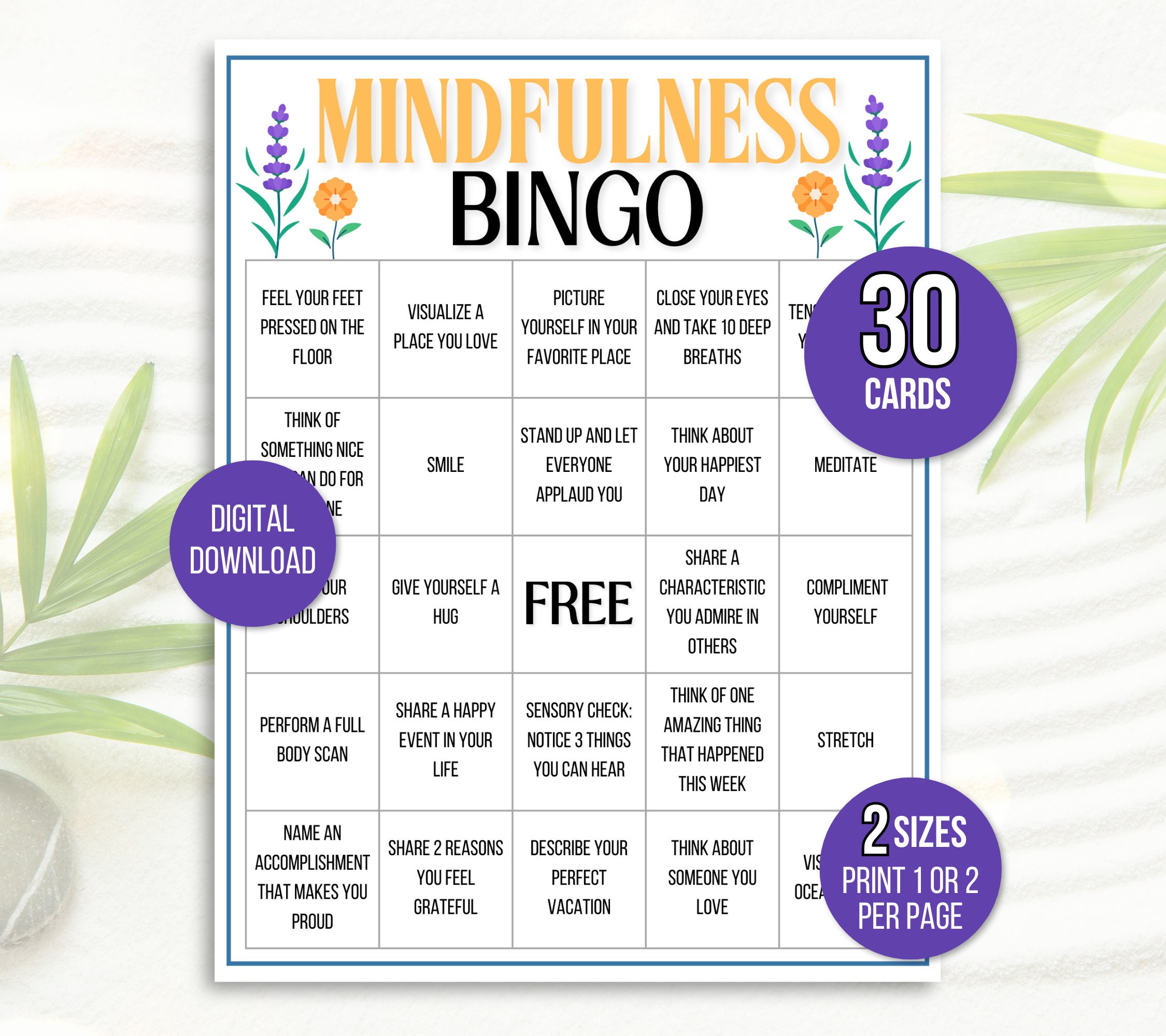 Mindfulness Bingo, 30 Mindfulness Bingo Cards, Gratitude Bingo ...