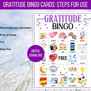 Gratitude Bingo, 30 Gratitude Bingo Cards, Mindfulness Bingo, Gratitude ...