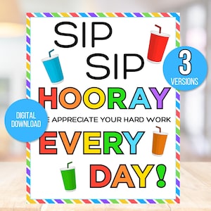 Sip Sip Hooray Appreciation Sign, Drink Appreciation Sign, Appreciation ...