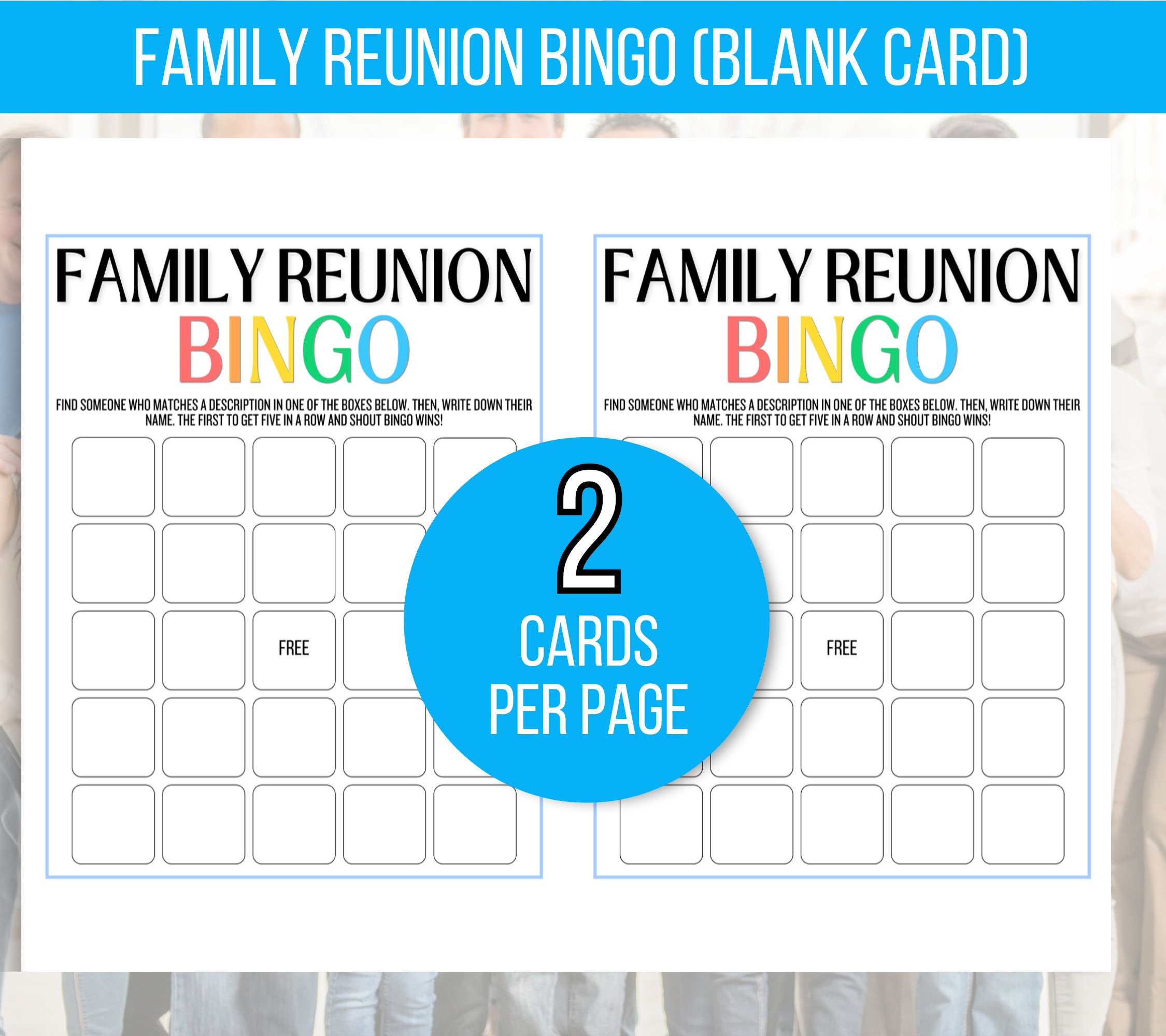 Family Reunion Bingo, Find Someone Who Bingo, Find the Relative Bingo ...