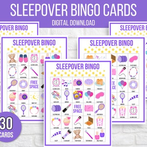 Sleepover Bingo, Sleepover Game, Slumber Party Bingo, Pajama Party ...