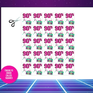 90s Bingo, 90s Song Bingo, 90s Music Bingo, 90s Retro Bingo, 50 ...