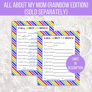 All About My Mom Fill in the Blanks Questionnaire, Mother's Day Craft ...