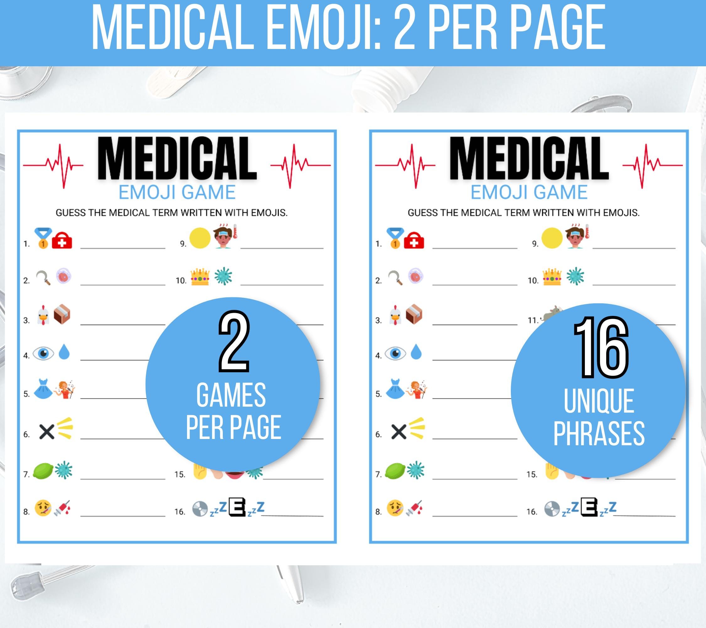 Medical Emoji Game, Emoji Medical Game, Medical Emoji Activity, Medical ...