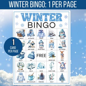 Winter Bingo, 50 Winter Bingo Cards, Winter Games, Winter Activity for ...