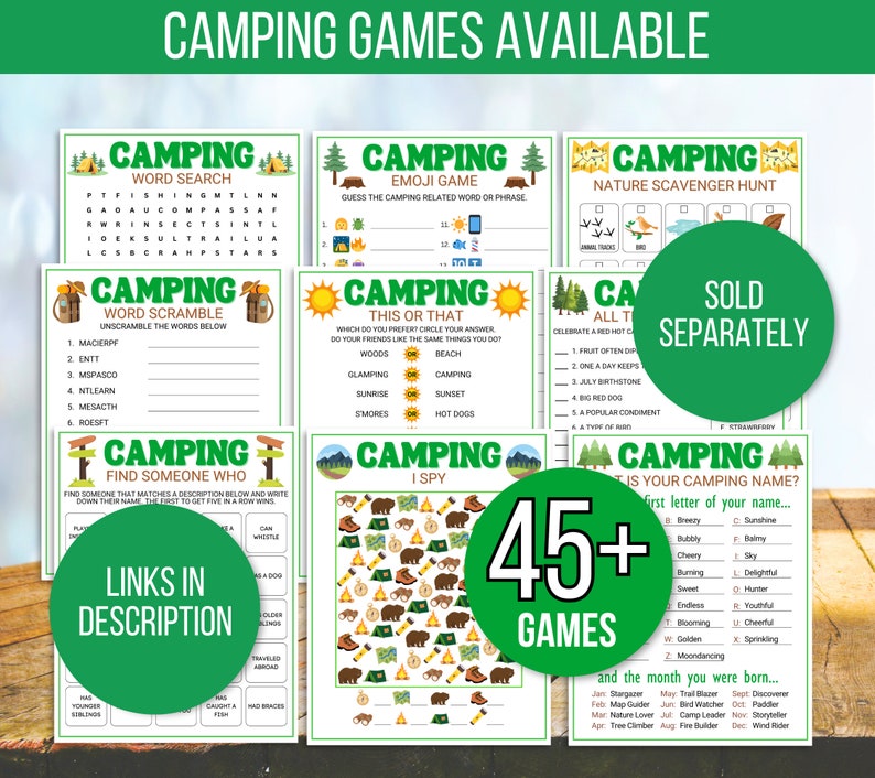 Camping Bingo, 30 Printable Camping Bingo Cards, Camping Game, Camping ...