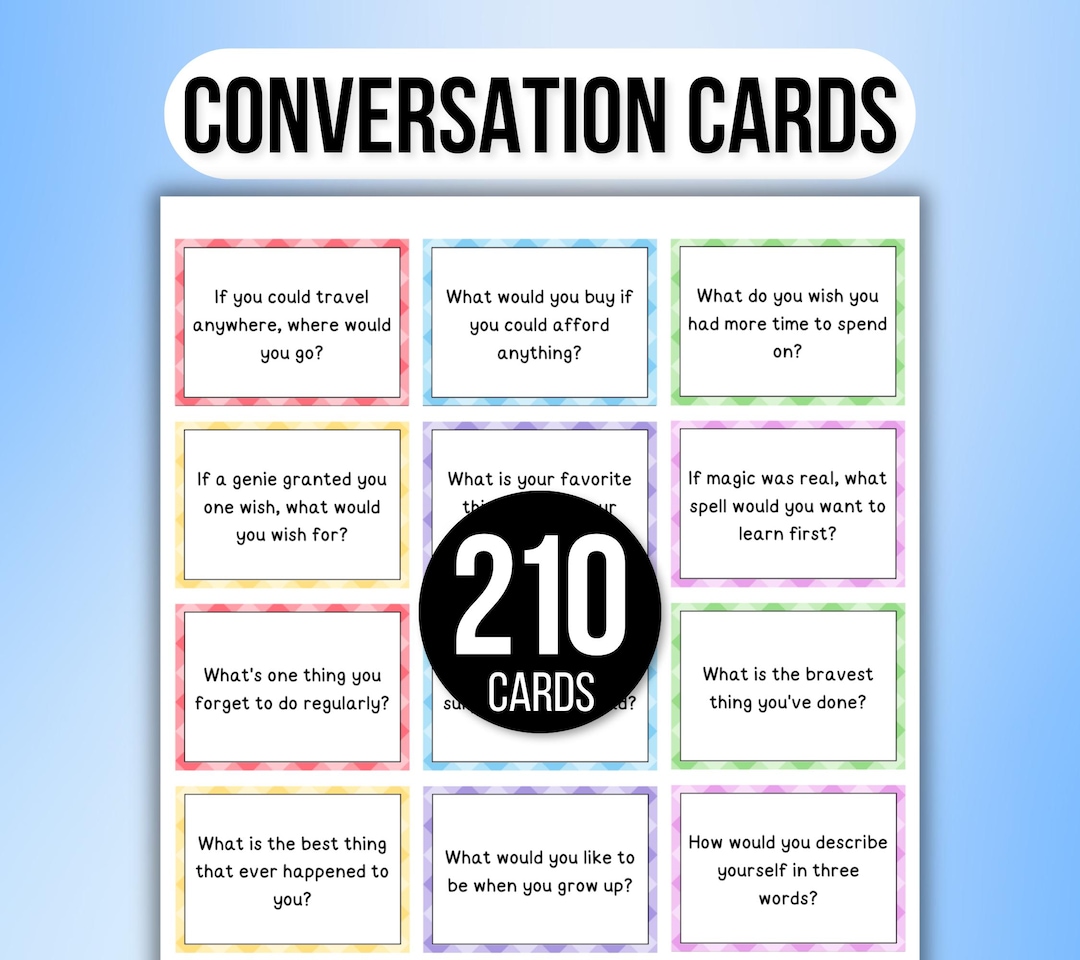 210 Conversation Cards, Conversation Starters, Road Trip Conversation ...