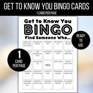 Get to Know You Bingo, Editable Get to Know You Bingo, Find Someone Who ...