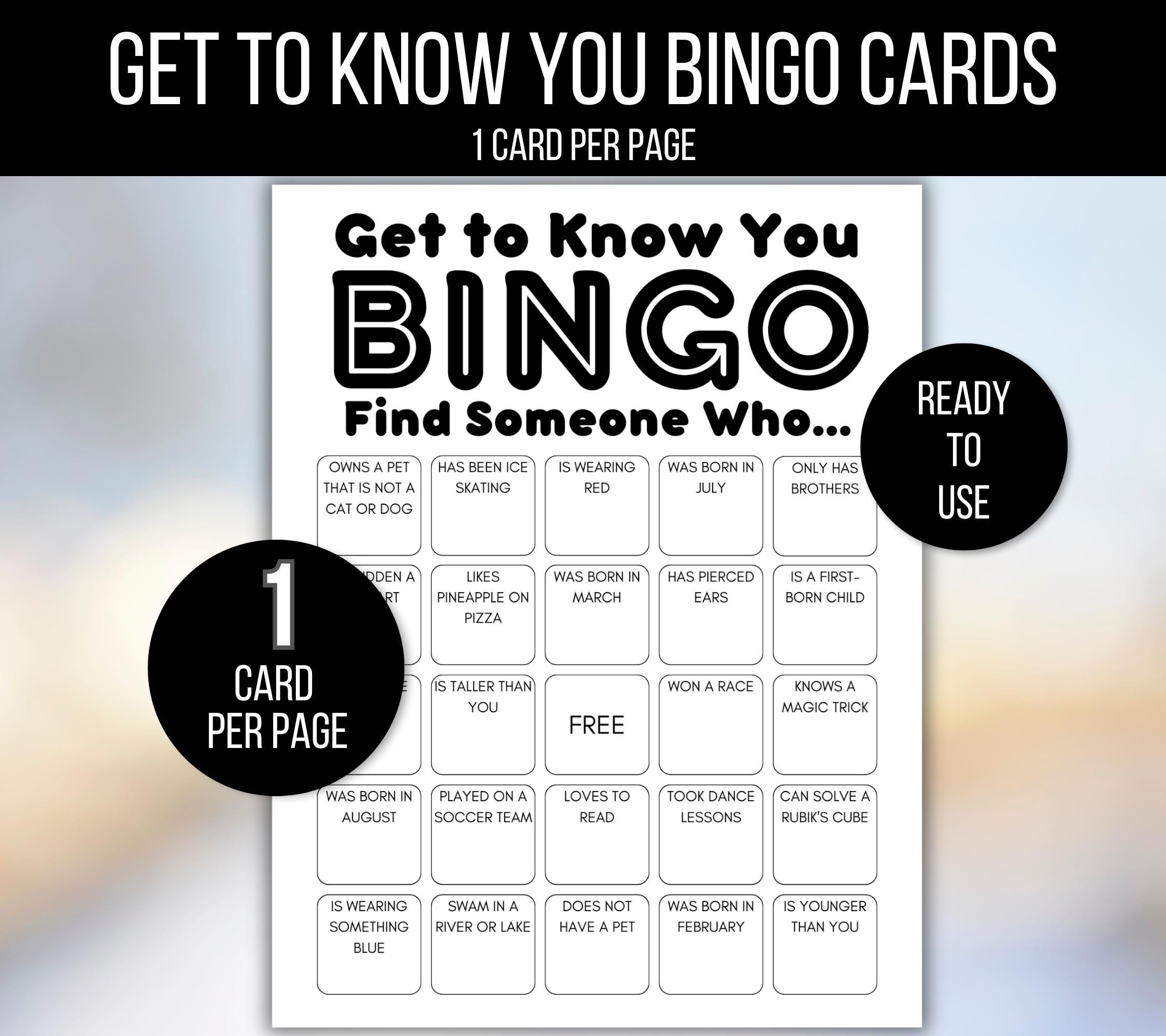 Get to Know You Bingo, Editable Get to Know You Bingo, Find Someone Who ...