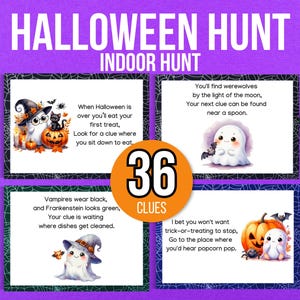 Indoor Halloween Treasure Hunt, Indoor Halloween Scavenger Hunt, 36 ...