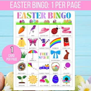 Easter Bingo, 30 Printable Easter Bingo Cards, Easter Activity for Kids ...