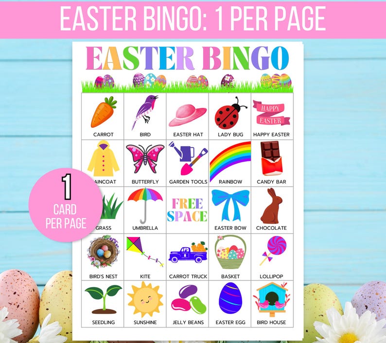 Easter Bingo, 30 Printable Easter Bingo Cards, Easter Activity for Kids ...
