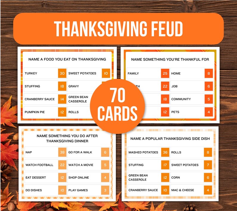 Thanksgiving Feud Game, Autumn Feud Game, Thanksgiving Activity ...