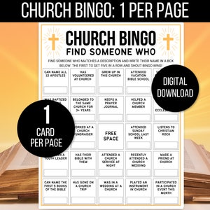 Church Bingo, 50 Church Bingo Cards, Christian Bingo, Find Someone Who ...