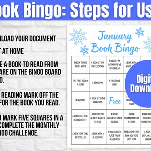 Book Bingo, 12 Monthly Book Bingo Challenges, Book Bingo for Adults ...