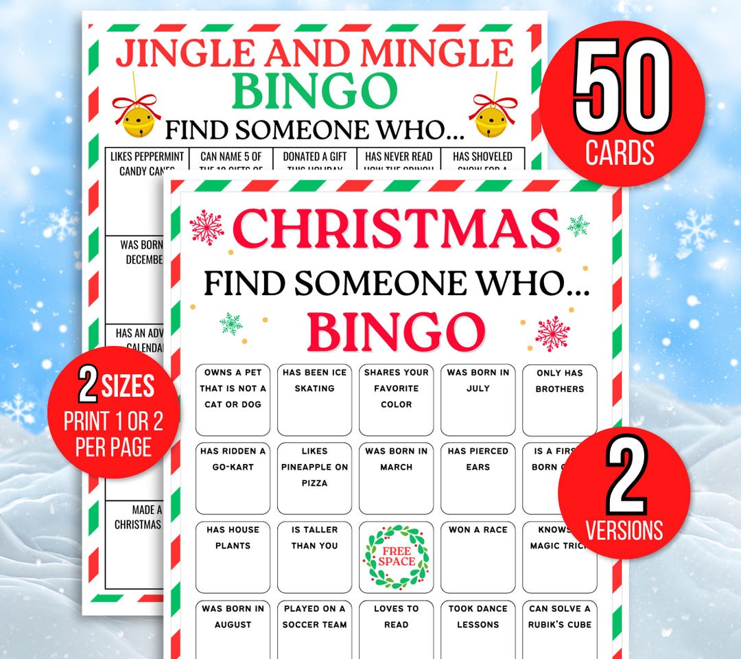 Get to Know You Christmas Bingo, Find the Guest Bingo, Christmas Human ...