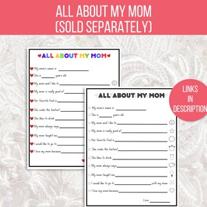 All About My Mom Fill in the Blanks Questionnaire, Mother's Day Craft ...