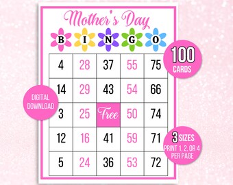 Printable Mother's Day Bingo, 20 Mother's Day Bingo Cards, Mother's Day ...