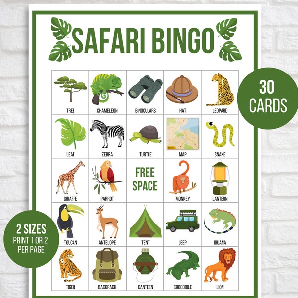 Safari Bingo - Etsy