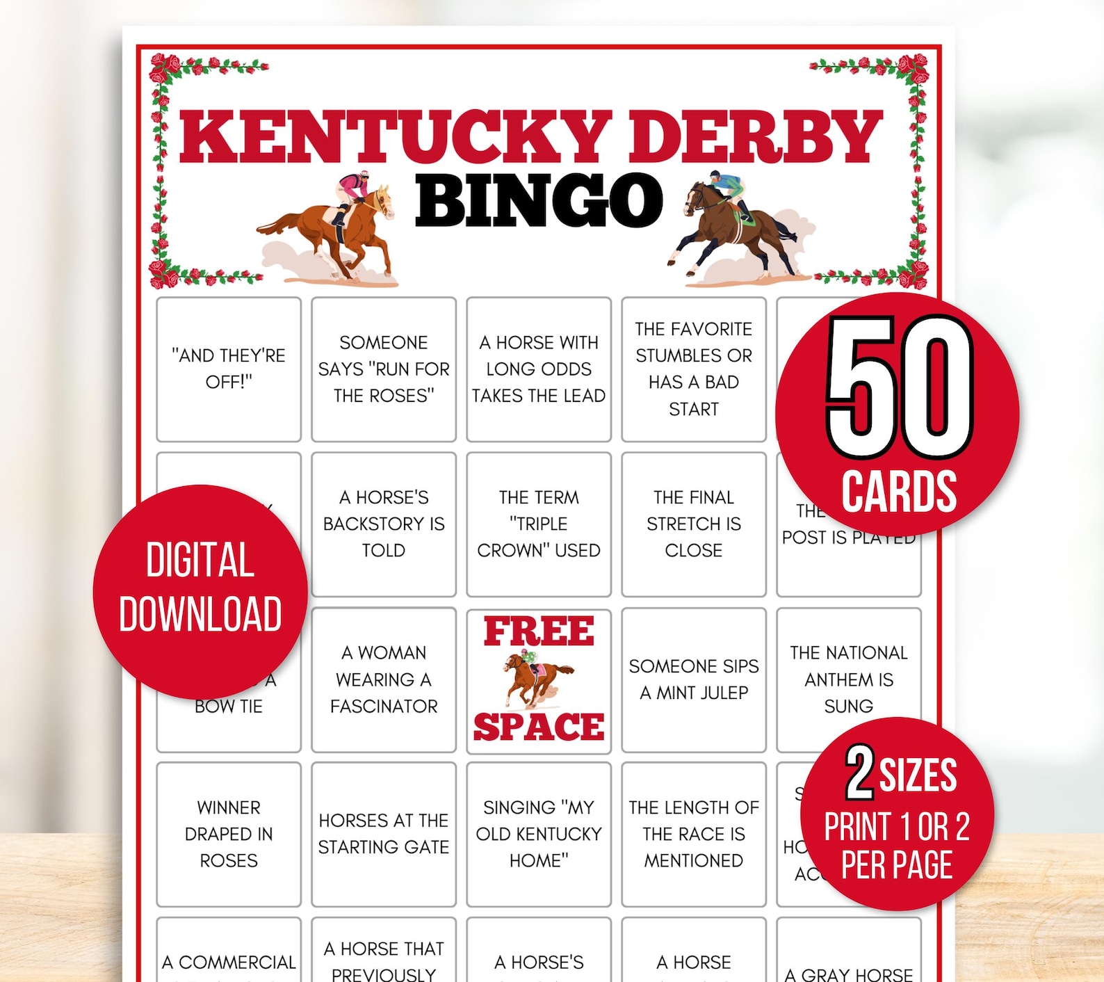 Kentucky Derby Watch Party Bingo, Kentucky Derby Bingo Cards, Kentucky ...