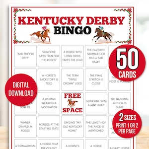 Kentucky Derby Watch Party Bingo, Kentucky Derby Bingo Cards, Kentucky ...