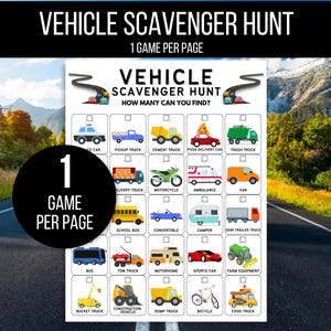 Road Trip Scavenger Hunt for Kids, Vehicle Scavenger Hunts, Road Trip ...