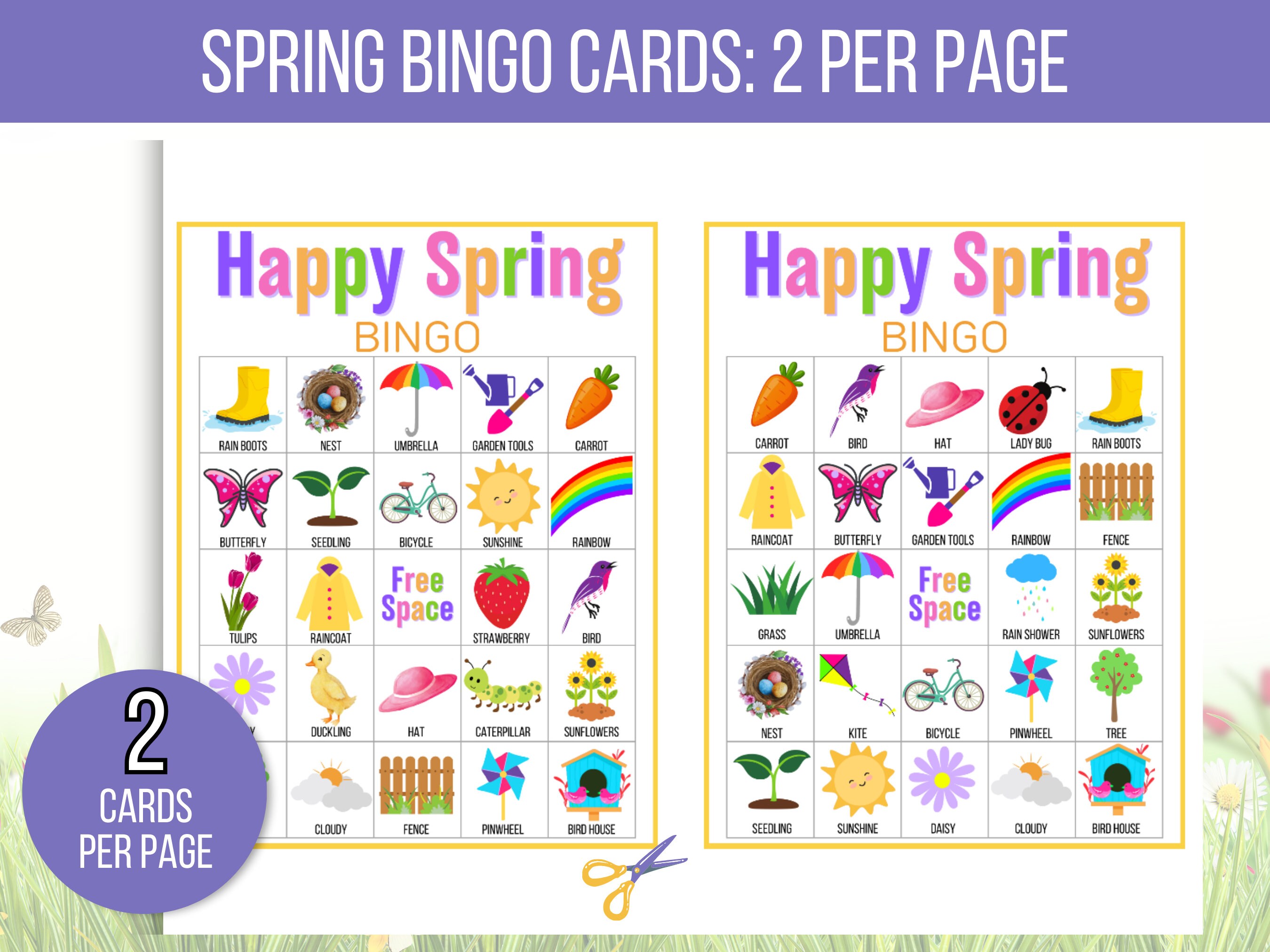 Spring Bingo, 30 Spring Bingo Cards, Spring Activity for Kids, Kids ...