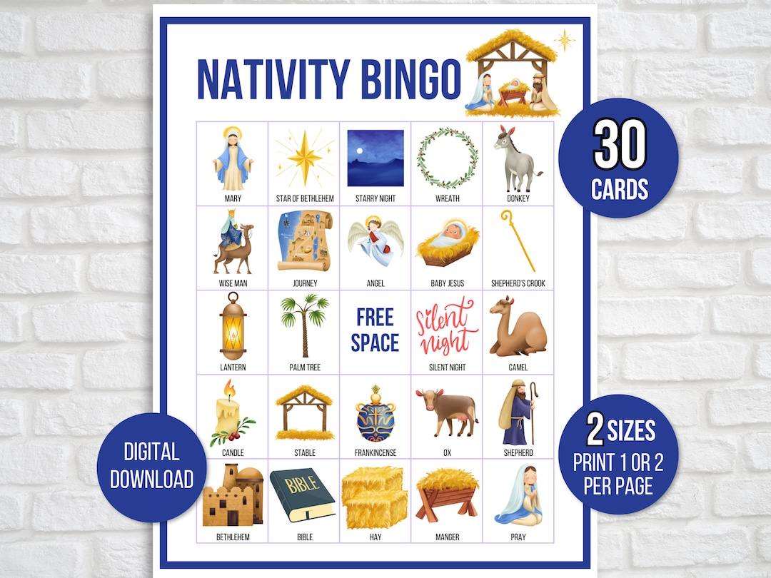 Nativity Bingo, 30 Nativity Bingo Cards, Christmas Bingo, Christmas ...
