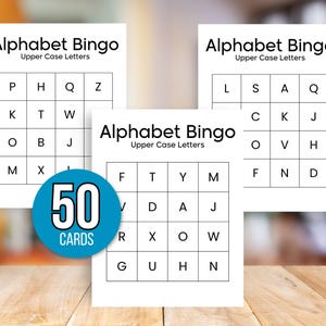 Alphabet Bingo, 100 Printable Alphabet Bingo Cards, ABC Practice, ABC ...