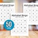 Alphabet Bingo, 100 Printable Alphabet Bingo Cards, ABC Practice, ABC ...