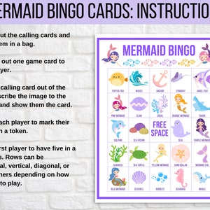 Mermaid Bingo 30 Unique Printable Mermaid Bingo Cards - Etsy