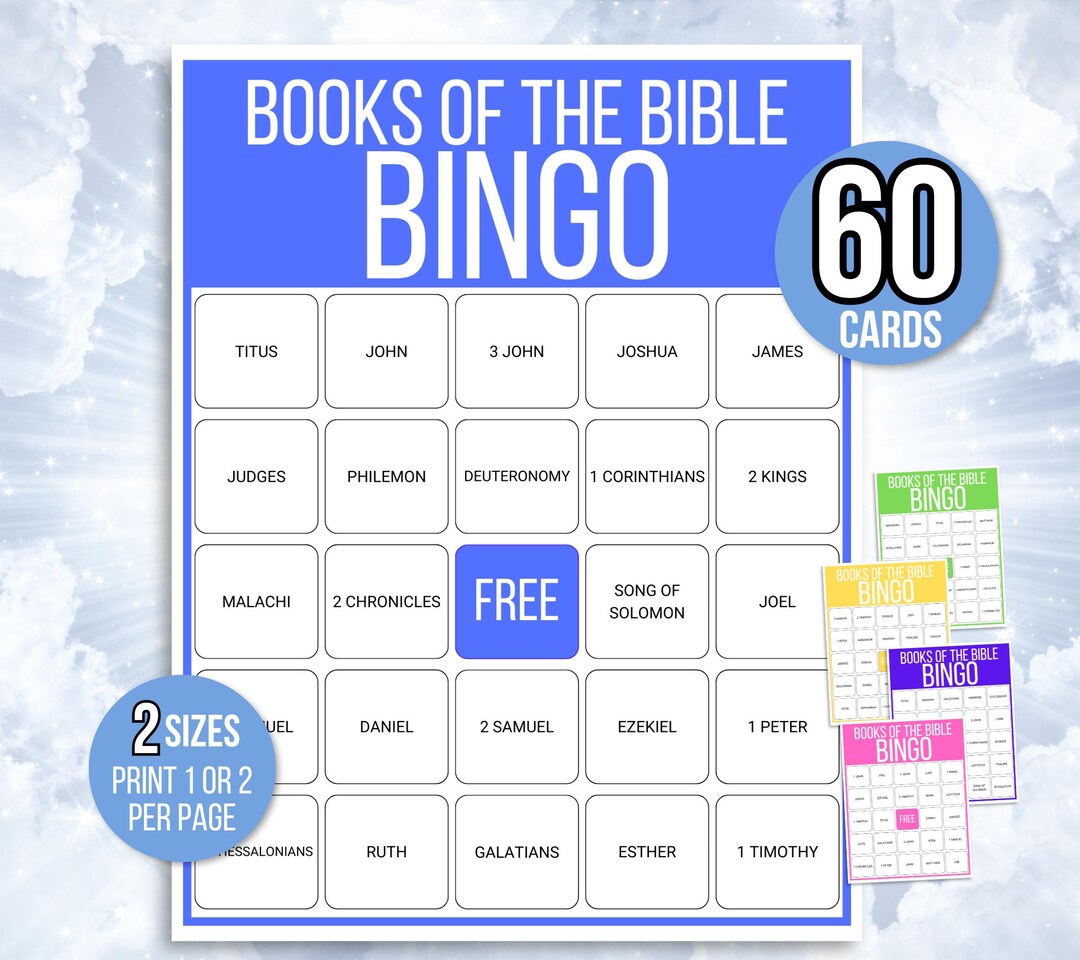 Books of the Bible Bingo, Bible Bingo, 60 Bible Bingo Cards, Bible ...