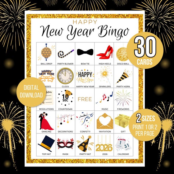 Bingo New Years Card - Etsy UK