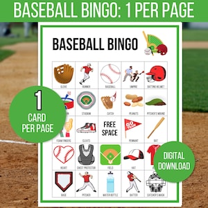 Baseball Bingo, 30 Unique Printable Baseball Bingo Cards, Baseball ...