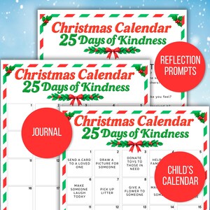 Christmas Acts of Kindness Calendar, Advent Calendar for Kid & Adult ...