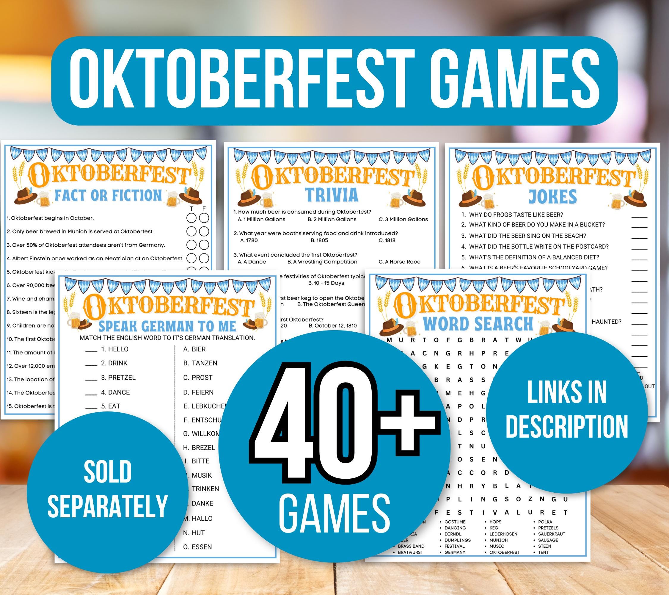 Oktoberfest Bingo, 50 Oktoberfest Bingo Cards, Oktoberfest Games ...