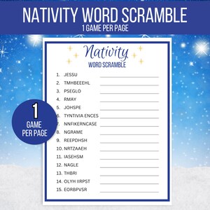 Nativity Word Scramble, Holiday Word Scramble, Christmas Word Scramble ...