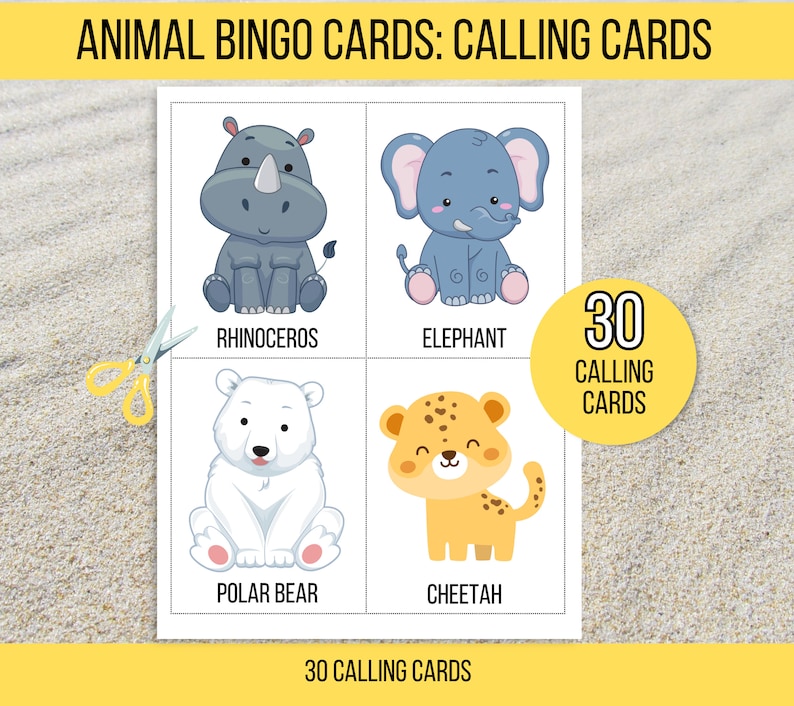 Animal Bingo, 30 Printable Animal Bingo Cards, Animal Party Game ...