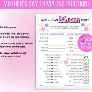 Who Knows Mom Best, Mother's Day Party Game, How Well Do You Know Mom ...