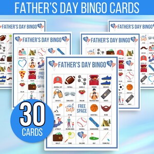 Printable Father's Day Bingo, 30 Father's Day Bingo Cards, Father's Day ...