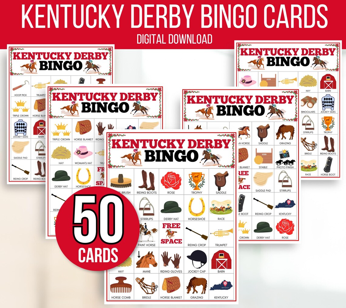 Kentucky Derby Bingo, 50 Kentucky Derby Bingo Cards, Kentucky Derby ...