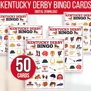 Kentucky Derby Bingo, 50 Kentucky Derby Bingo Cards, Kentucky Derby ...