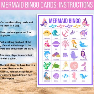 Mermaid Bingo, 30 Unique Printable Mermaid Bingo Cards, Mermaid Game ...