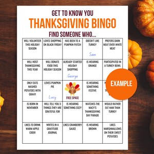 Thanksgiving Get to Know You Bingo, Find Someone Who Bingo, Find the ...